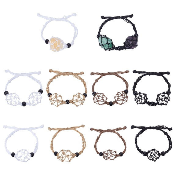 8pcs 4 Colors Empty Bracelet Holder Adjustable Stone Cage Cord Bracelet ...