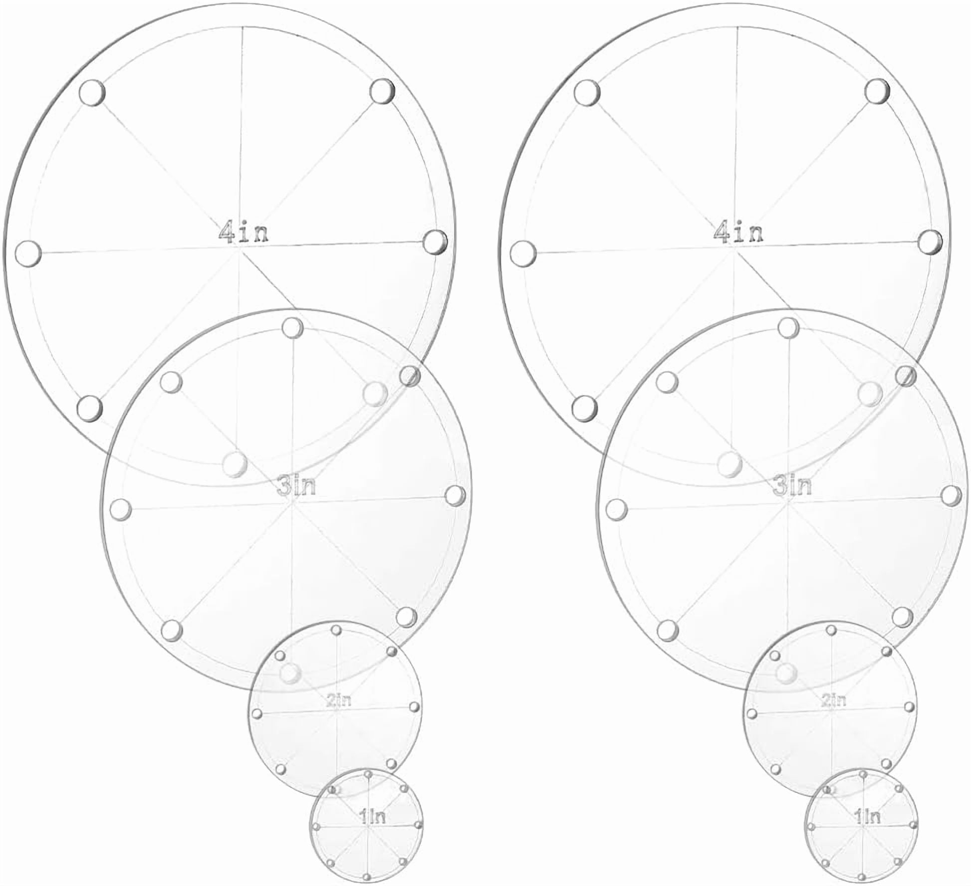 8pcs 4 Sizes Circle Template Sewing Rulers Set 1/2/3/4inch Diameter ...