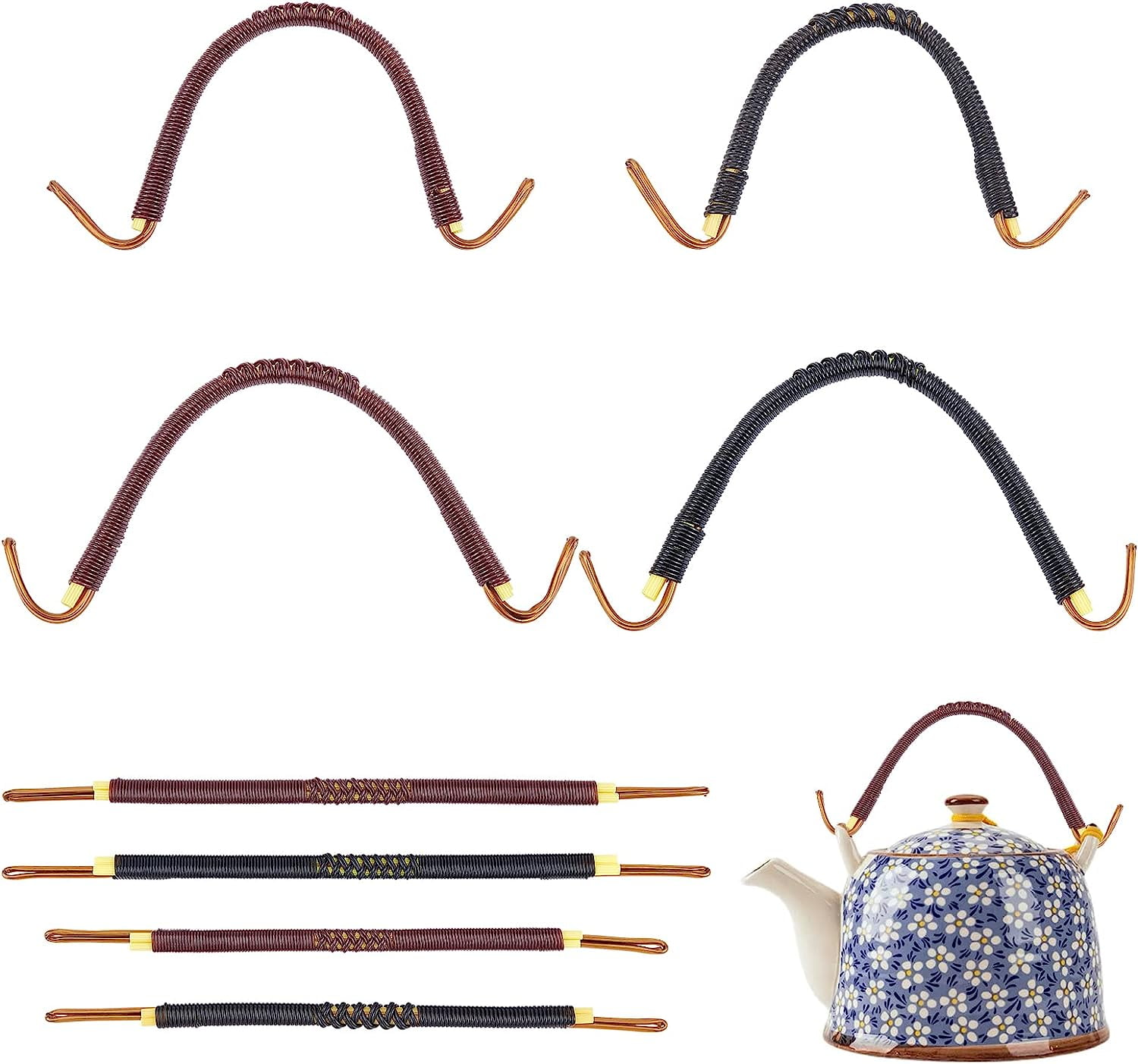 8pcs 4 Styles Teapot Handle Replacement Adjustable Bag Metal Handles ...