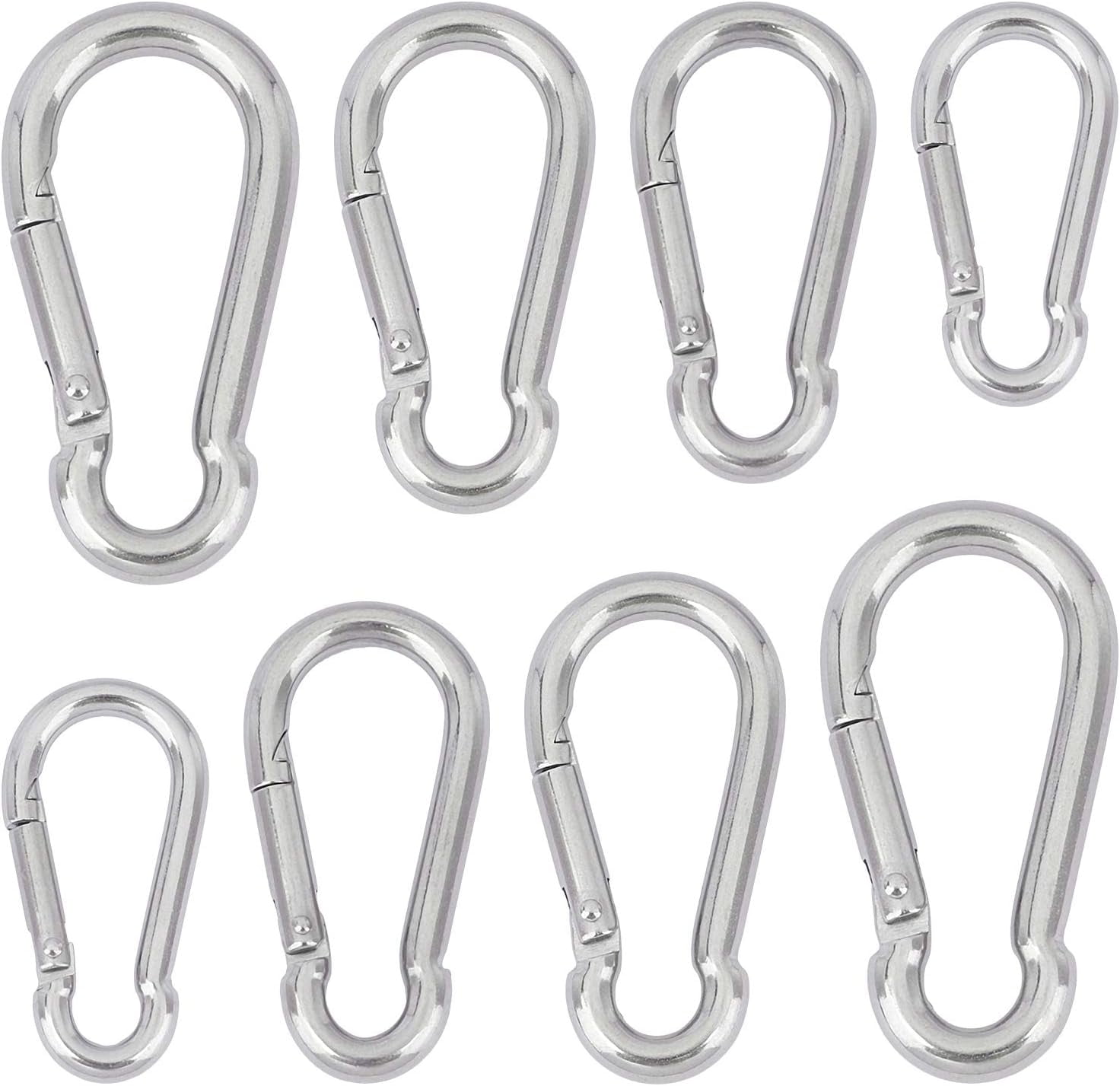 8pcs 40/50/60/70mm Key Spring Clasps Stainless Steel Key Ring Metal ...