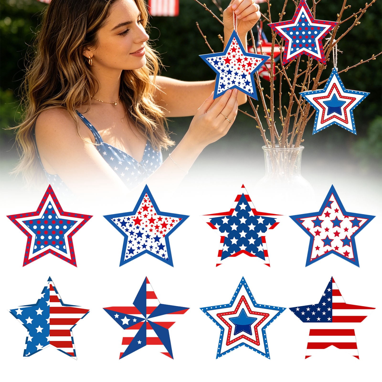8pcs 4th of July Hanging Ornaments, Independence Day Tree Decorations ...