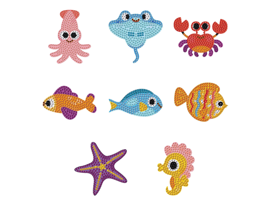 8pcs 5D Diamond Painting Colourful Sea Creatures Magnets DIY Diamond ...