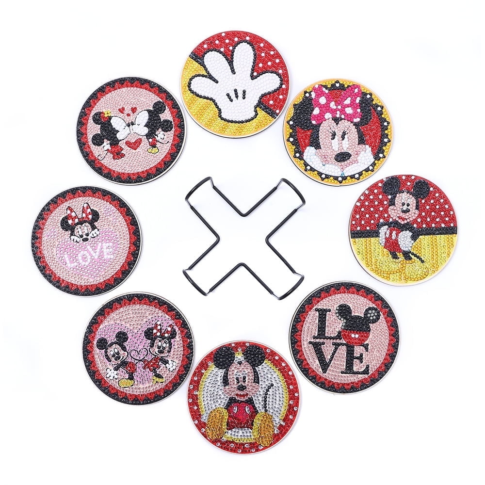 8pcs 5D Cartoon Diamond Painting Coaster Kit DIY Diamond Art Coaster ...