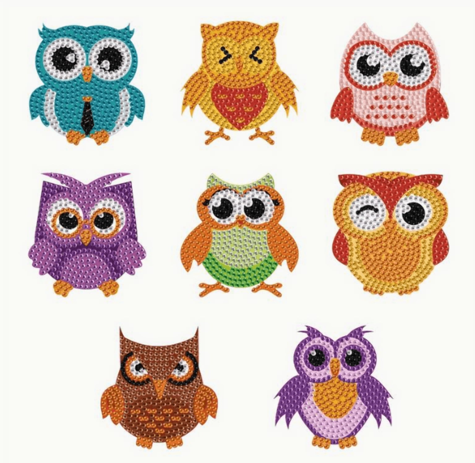 8pcs 5D Diamond Painting Colourful Owl Magnets DIY Diamond Magnet Kit ...