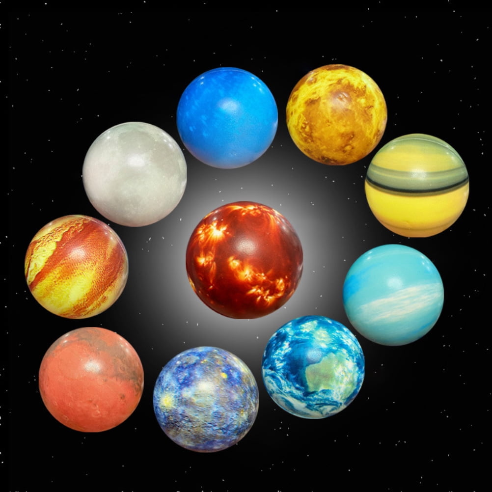 8Pcs 63Mm Eight Planets Star Ball Toy,Colorful Bouncy Sponge Ball ...