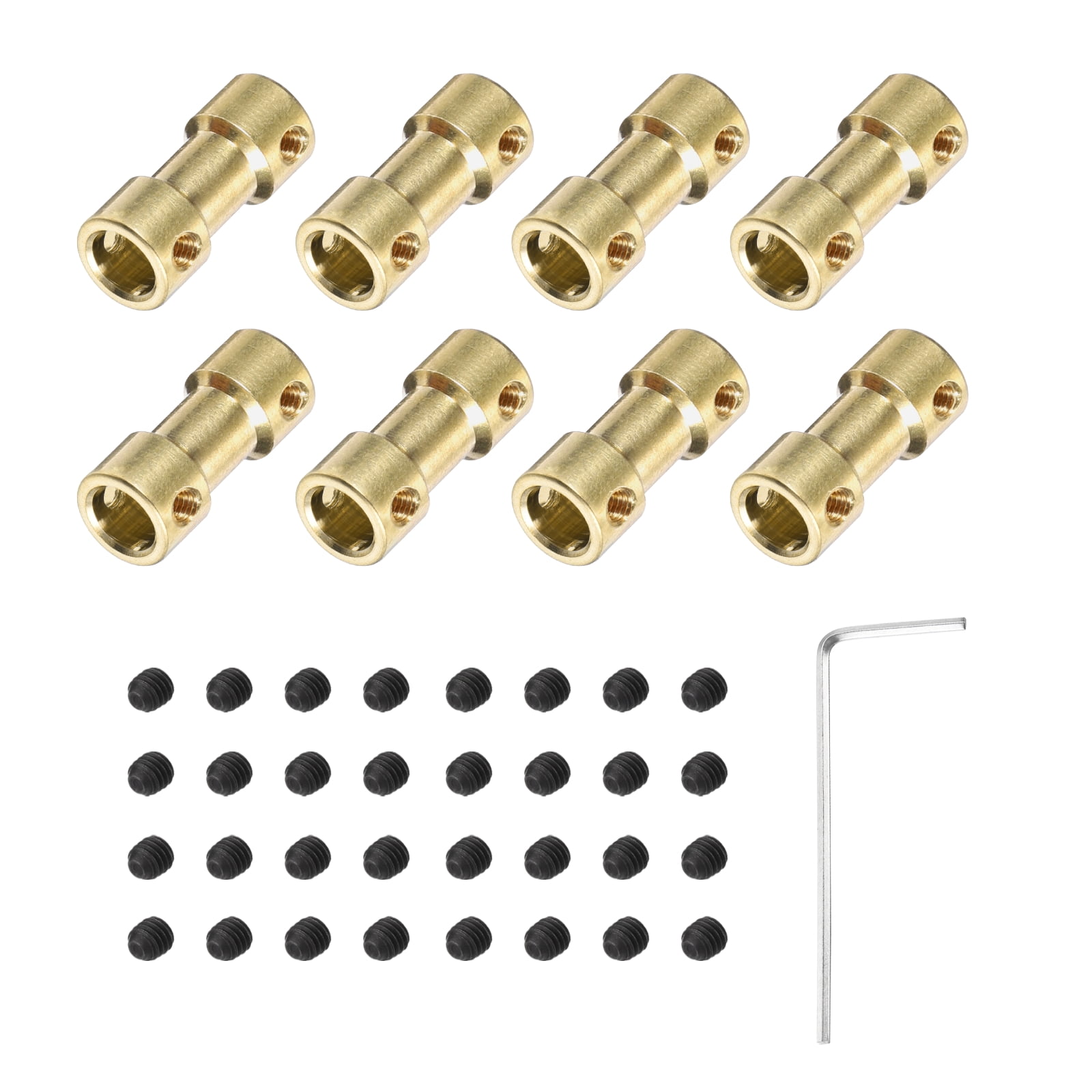 8pcs 6mm to 6mm Brass Shaft Coupling Joint Connector with Screws Hex ...