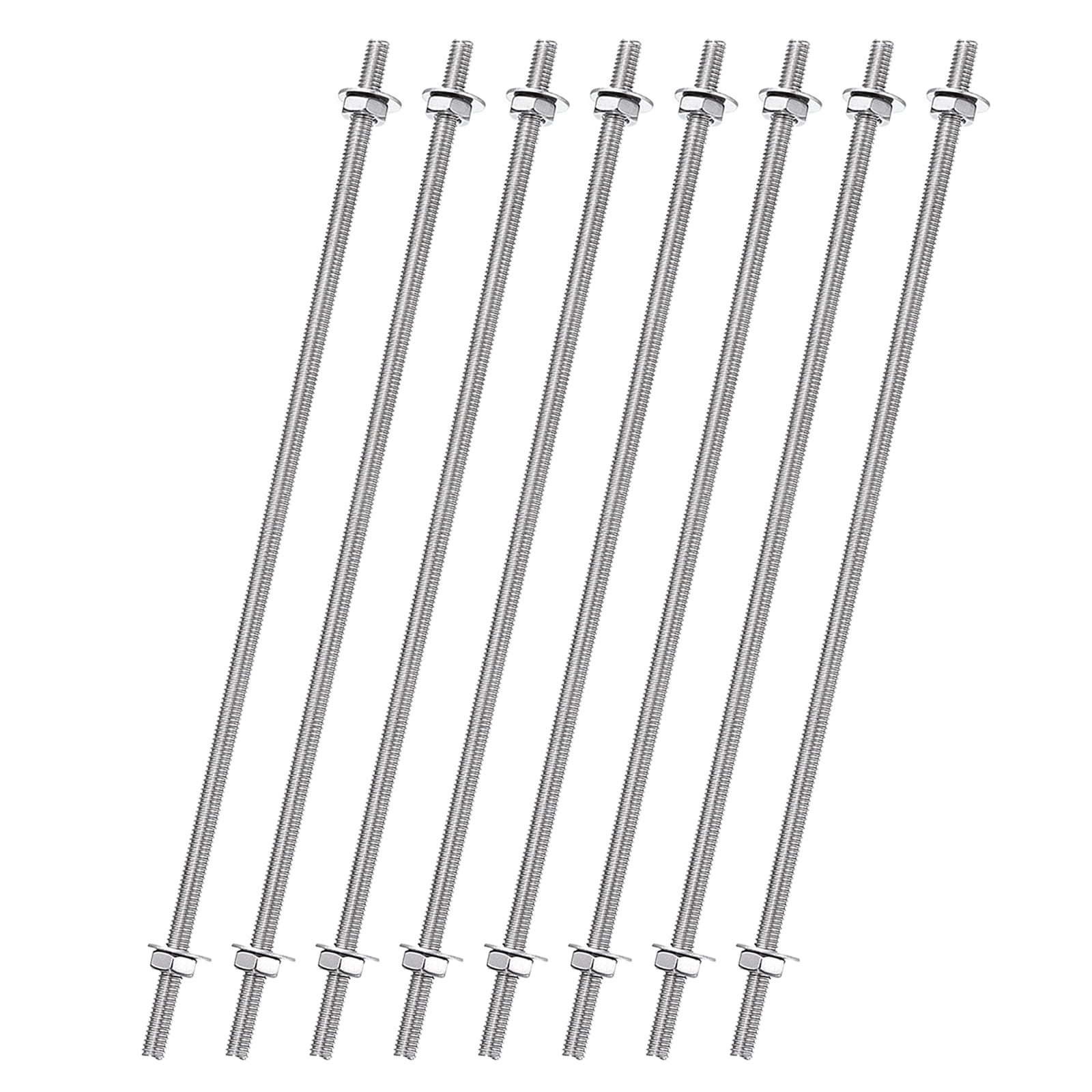 8pcs 8/32 Inch Threaded Rods with Hex Nuts and Washers 10 Inch Rod ...