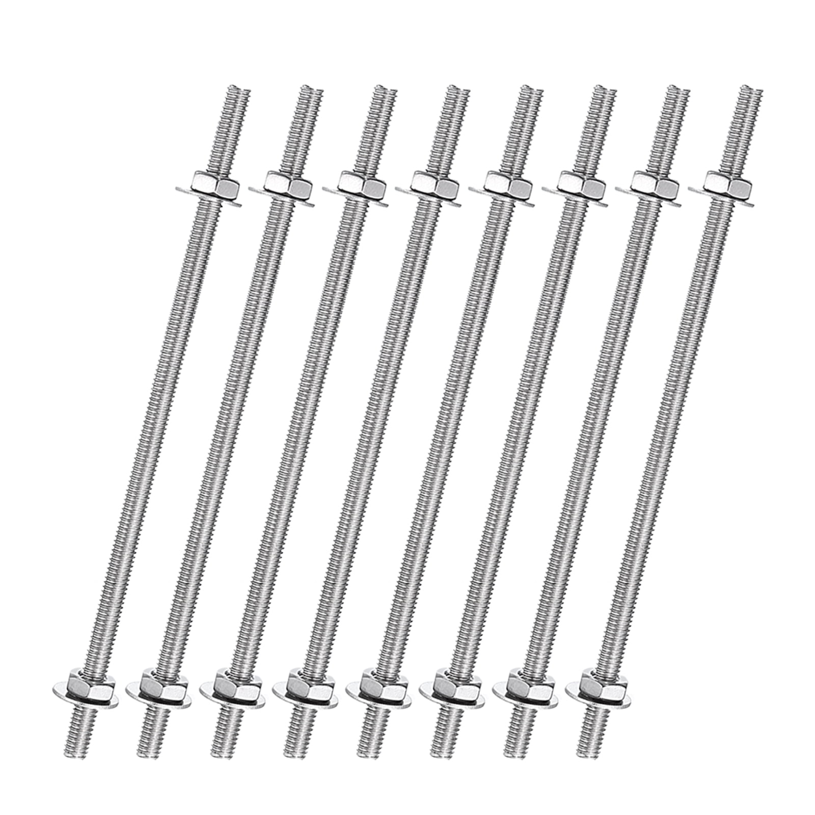 8pcs 8/32 Inch Threaded Rods with Hex Nuts and Washers 4 Inch Rod ...