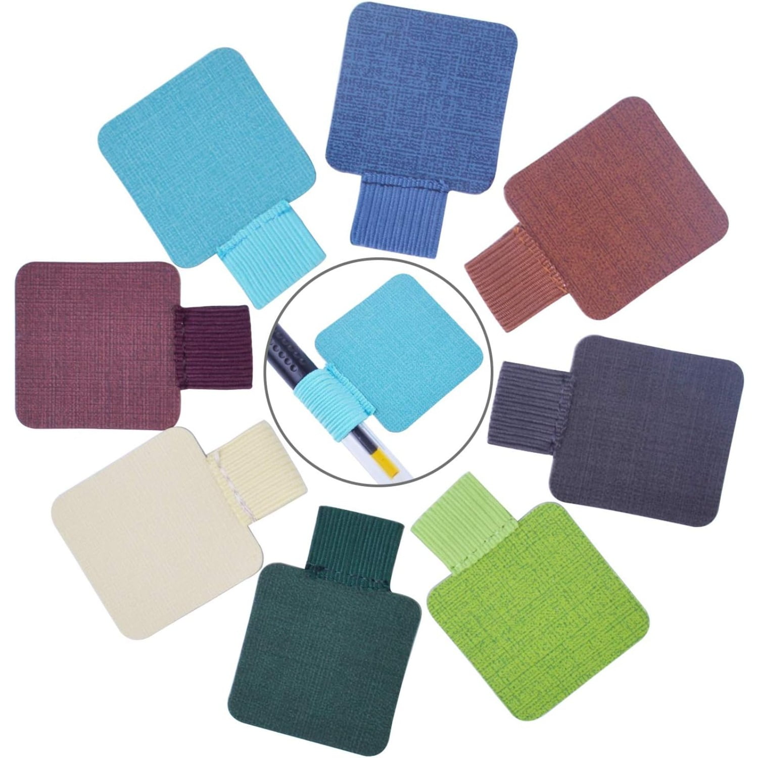8pcs 8 Colors，Self-adhesive Leather Pen Holder with Elastic Loop for ...