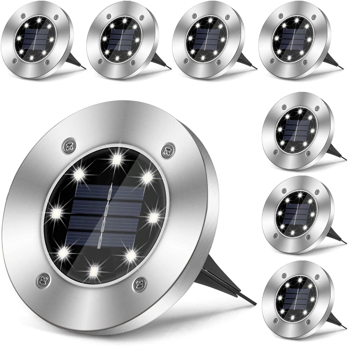 8pcs 8LED Solar Lawn Lamp Outdoor Yard Buried Decoration Night Lights ...