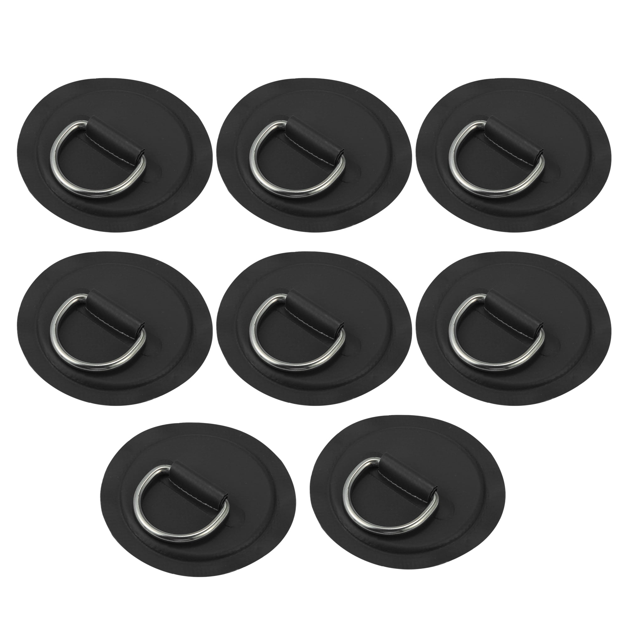 8pcs 8cm Black D Ring Patch PVC Stainless Steel Round Shape D Ring Pads ...