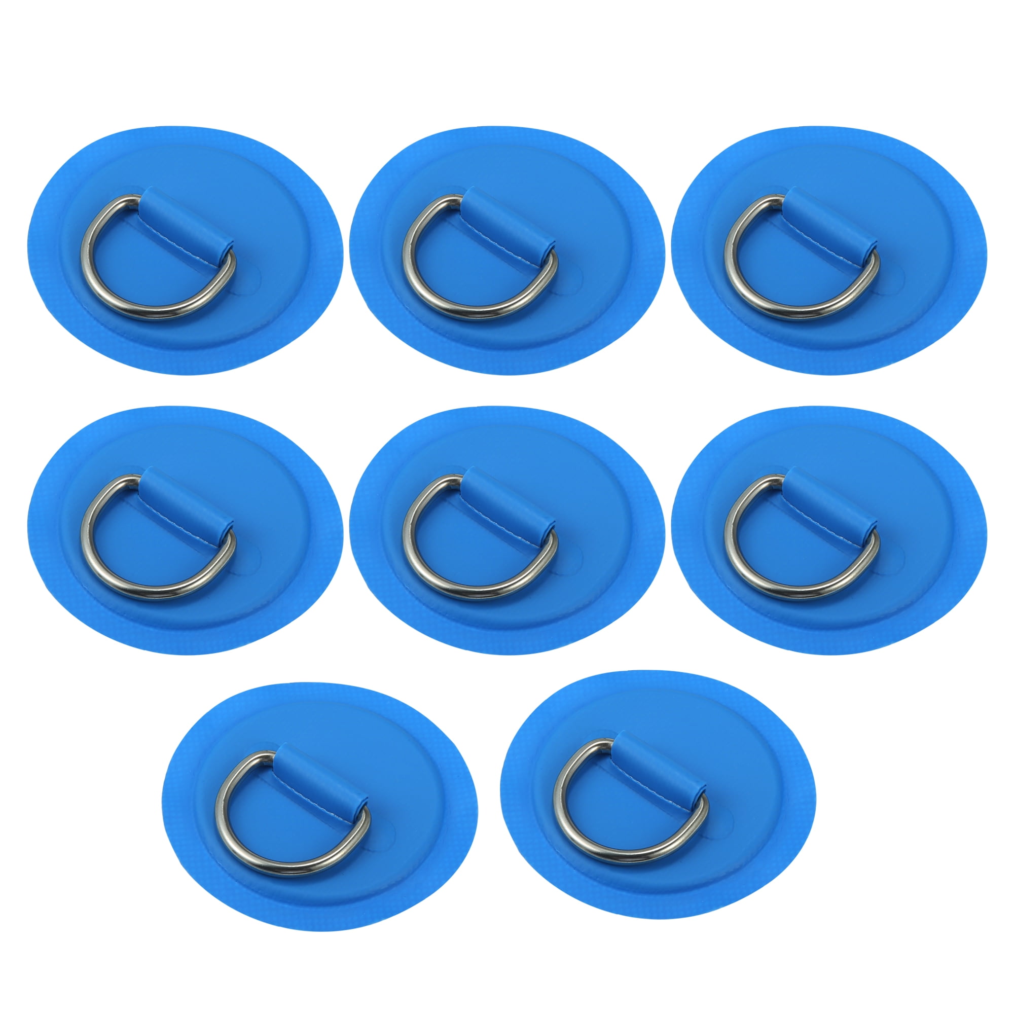 8pcs 8cm Blue D Ring Patch PVC Stainless Steel Round Shape D Ring Pads ...