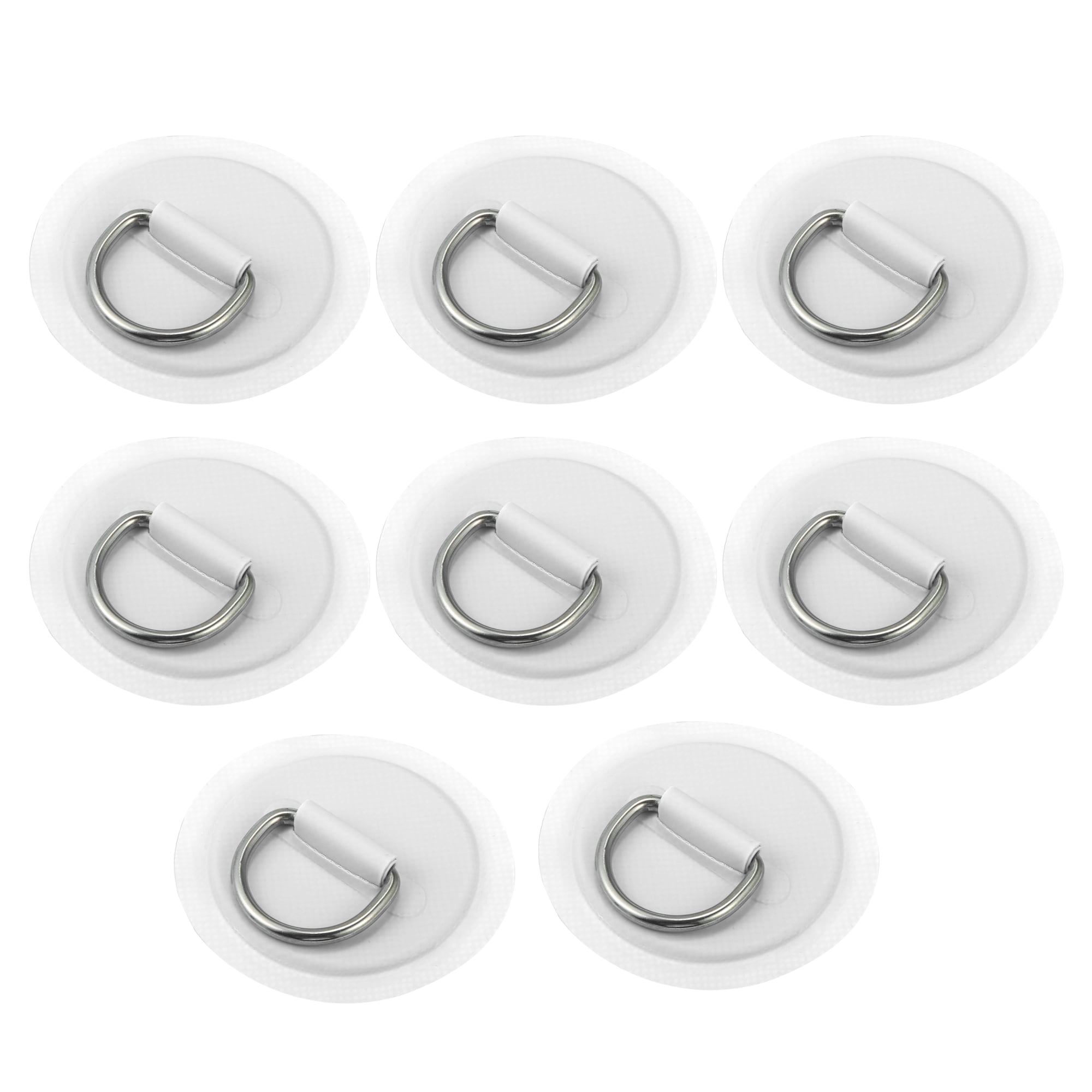 8pcs 8cm White D Ring Patch PVC Stainless Steel Round Shape D Ring Pads ...