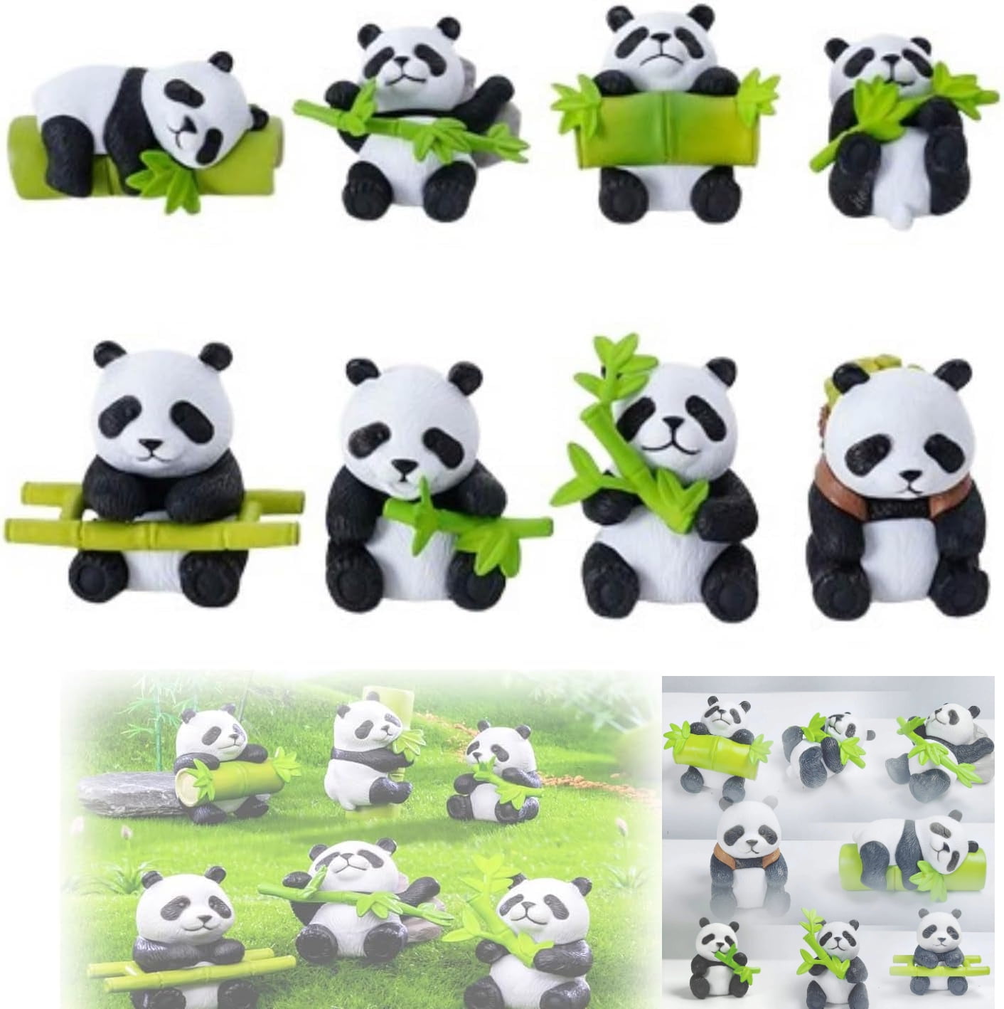 8pcs Adorable Panda Car Dashboard Decor Set, Cute Dashboard Car ...