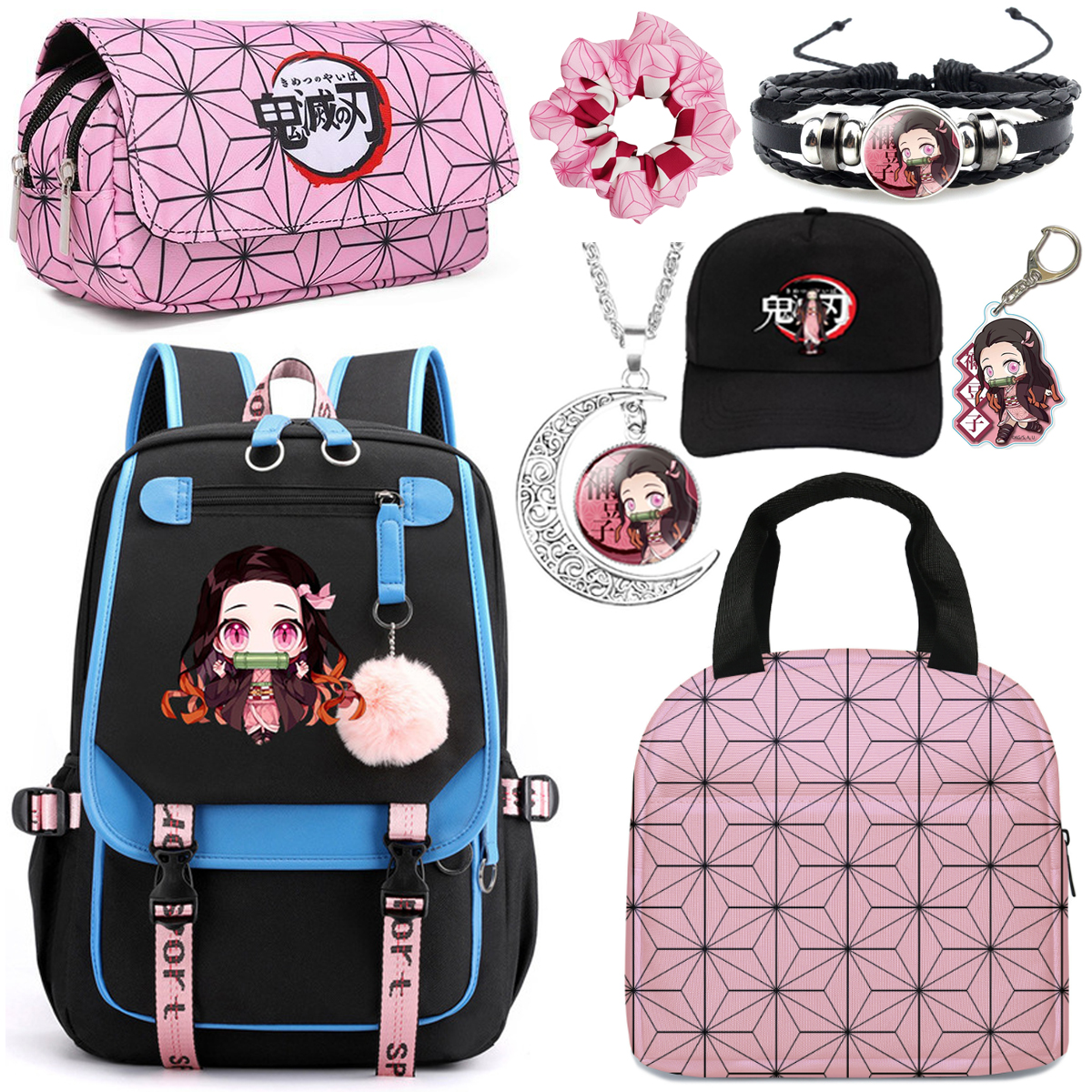 8pcs Anime Demon Slayer Nezuko School Backpack kits - Walmart.com