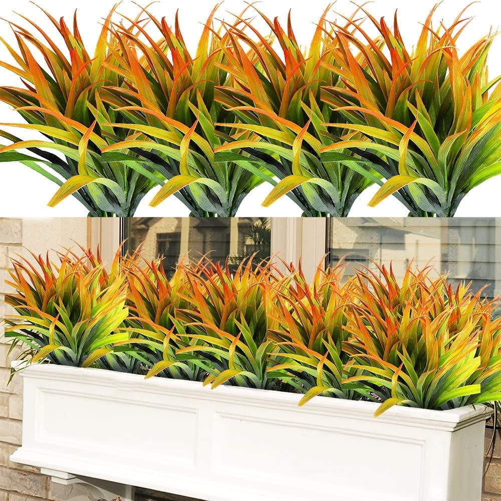8pcs Artificial Fake Grass Plants Faux Fake Grasses Plastic Plant ...