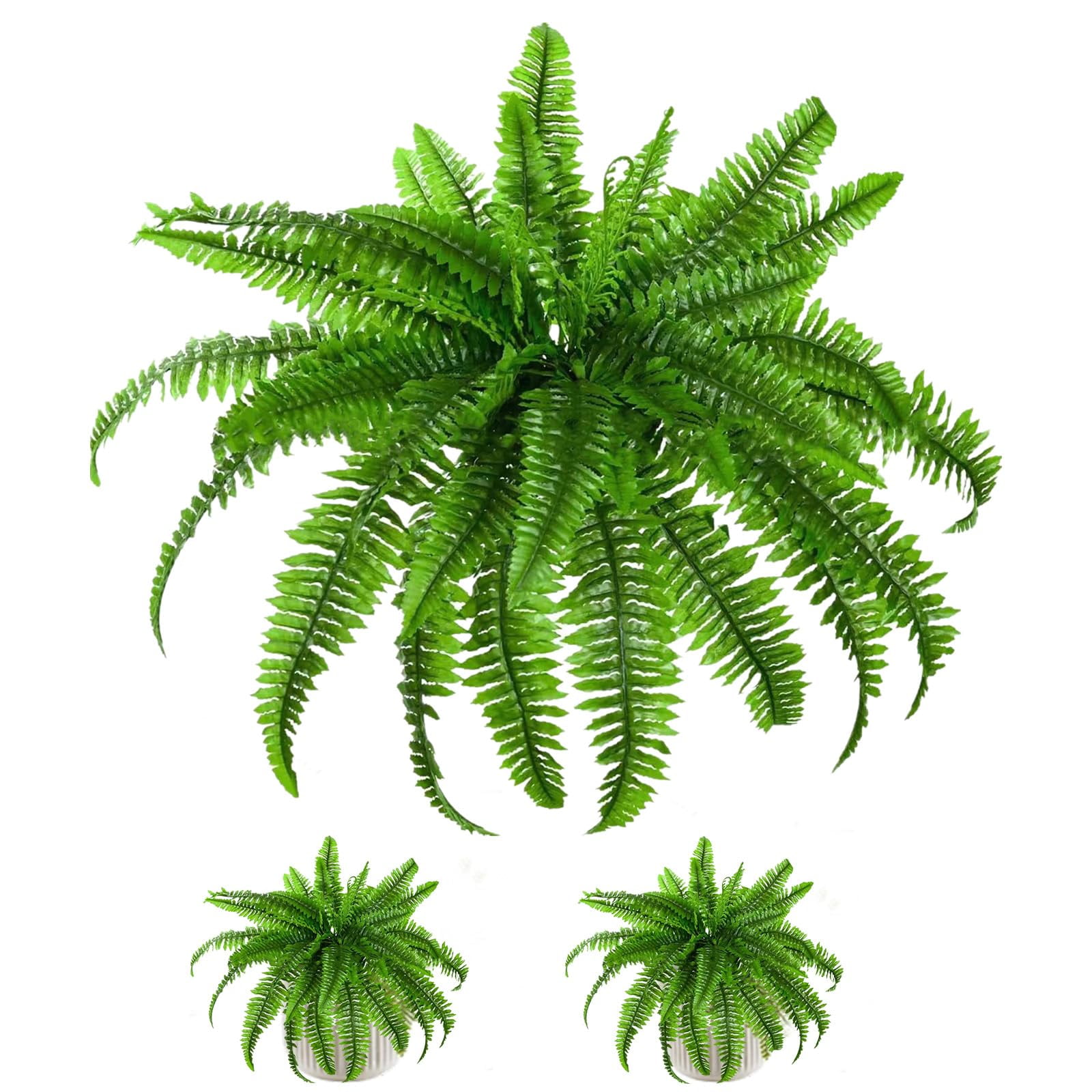 8pcs Artificial Plants Fake Boston Fern Outdoor Greenery Hanging Ferns ...