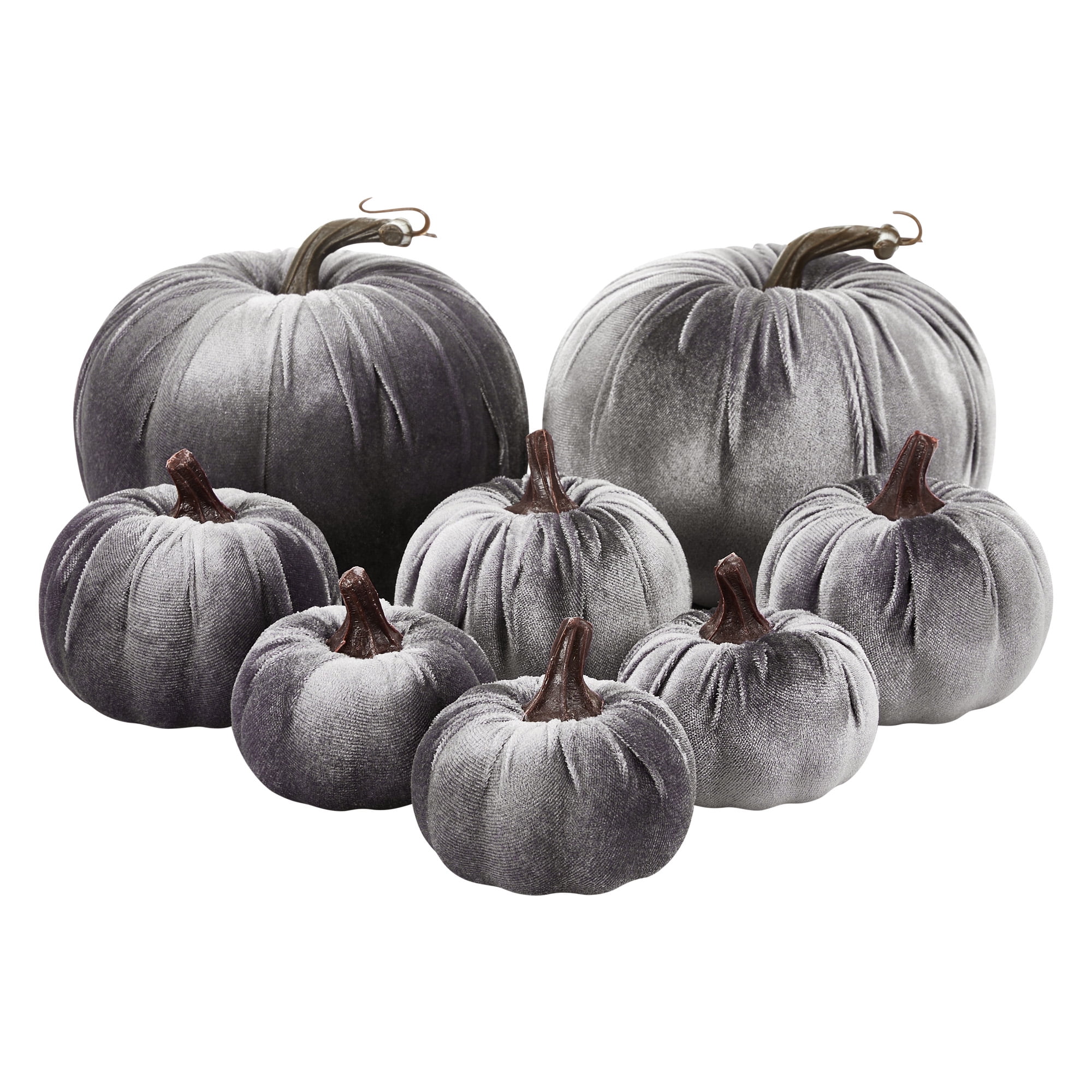 8pcs Artificial Velvet Stacked Pumpkin Tower Halloween Thanksgiving Decoration Fake Pumpkins ...