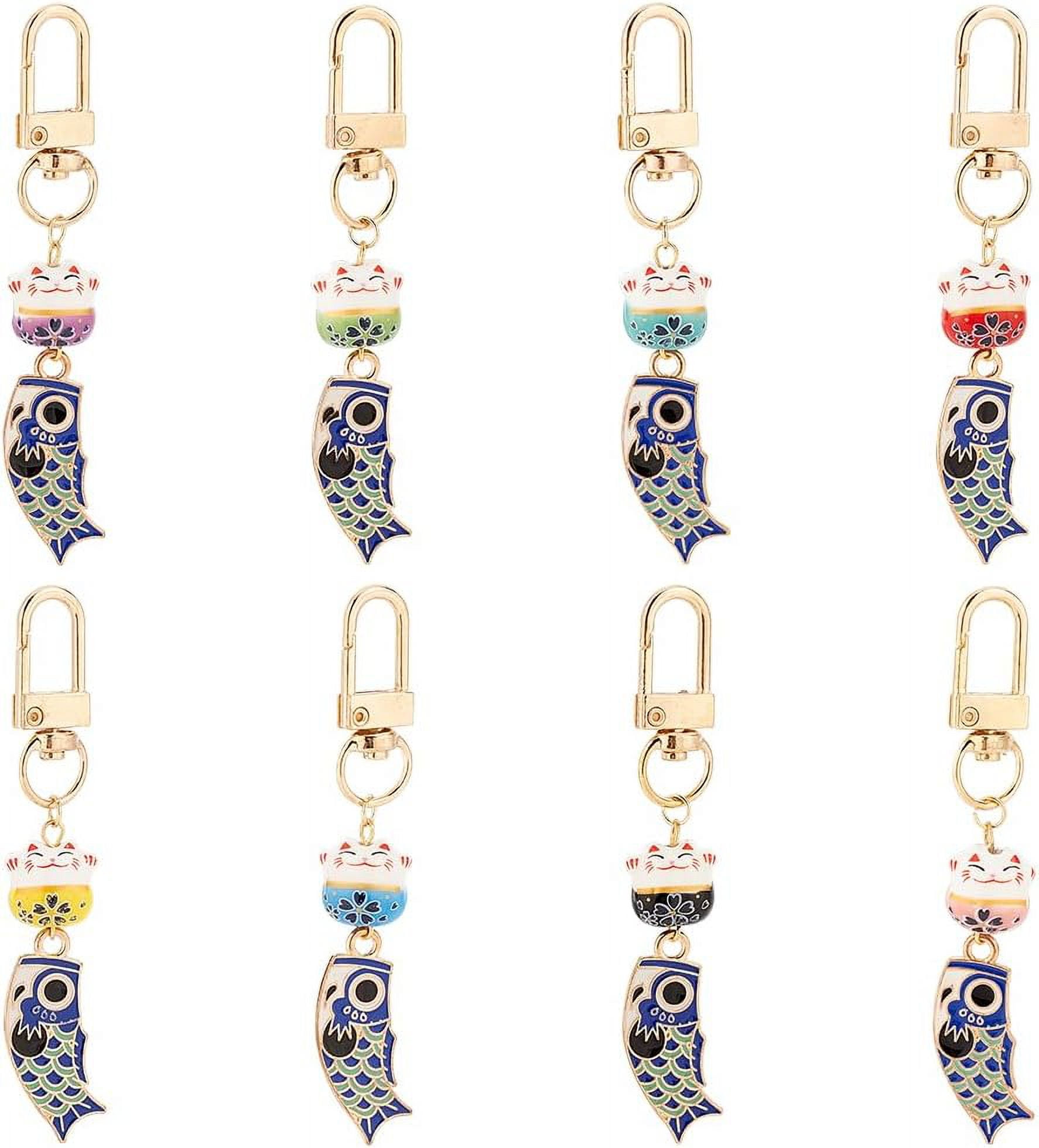 8pcs Beckoning Cat Keychains Lucky Cat Keychain Keyrings Japanese ...