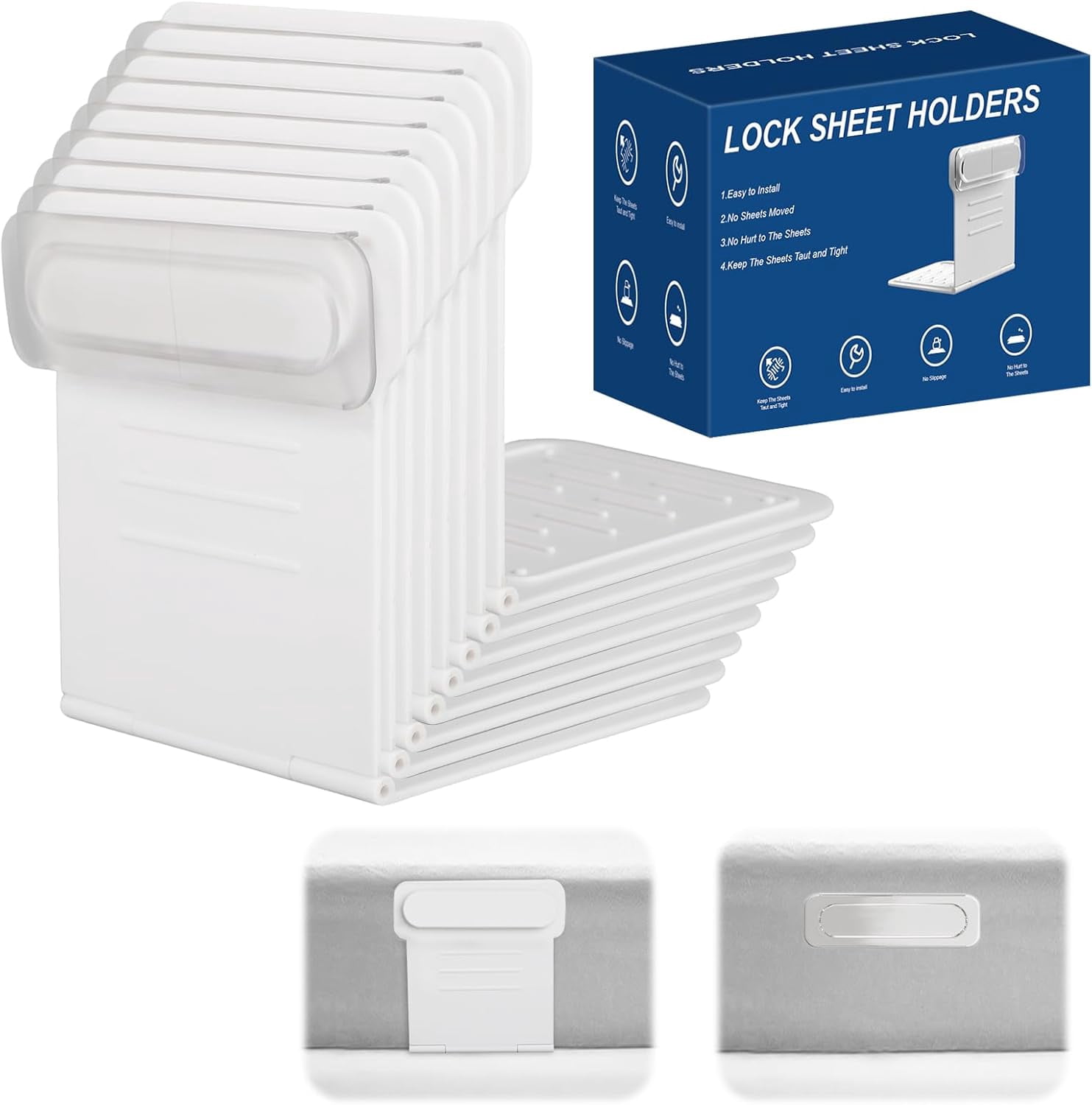 8pcs Bed Lock Sheet Holders, Sheet Secure Lock Fasteners, Universal Fit ...