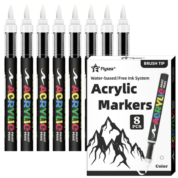 8pcs Black and White Acrylic Paint Markers Set, Large Ink Capacity ...