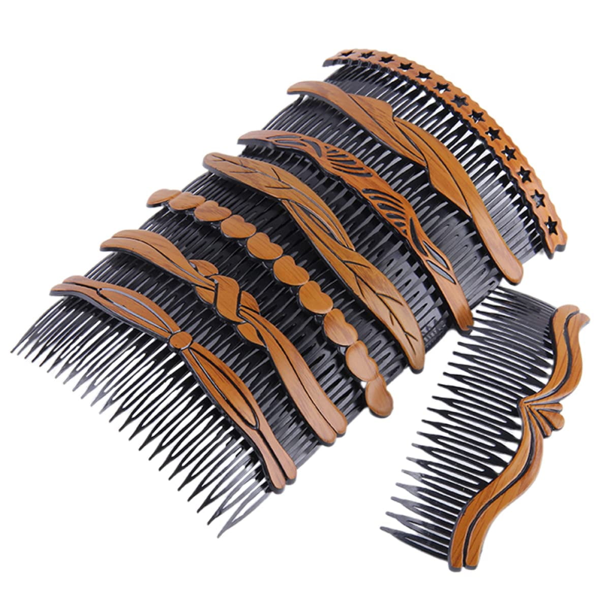 8pcs Bow Clips Insert Comb Plastic for No Size Wire Grain Women Fork ...