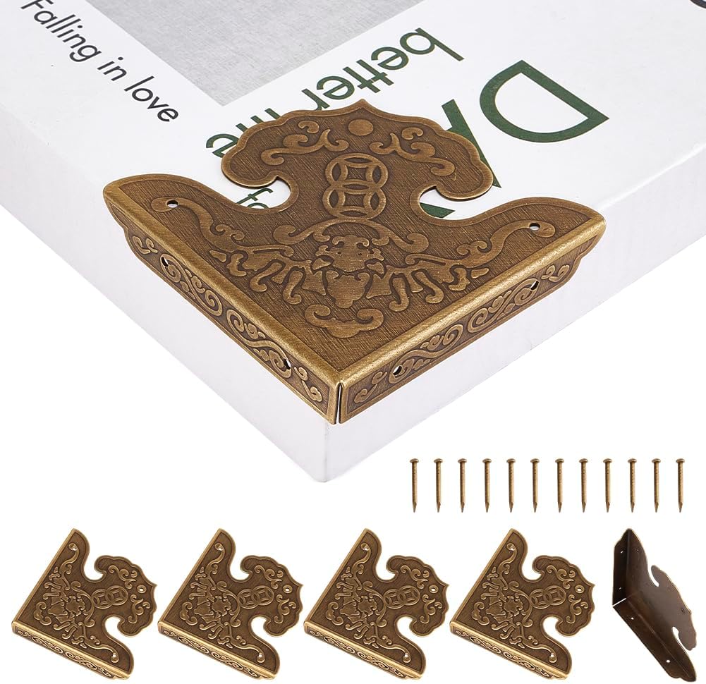 8pcs Brass Corner Protectors Vintage Box Corner Guard Metal Triangle ...