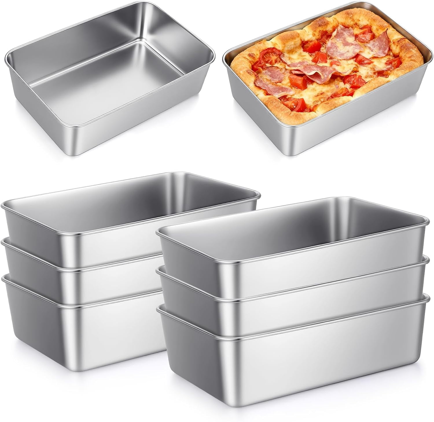8pcs Bread Loaf Pans Set 8.5" × 5.7" Bread Pans Stainless Steel Loaf ...