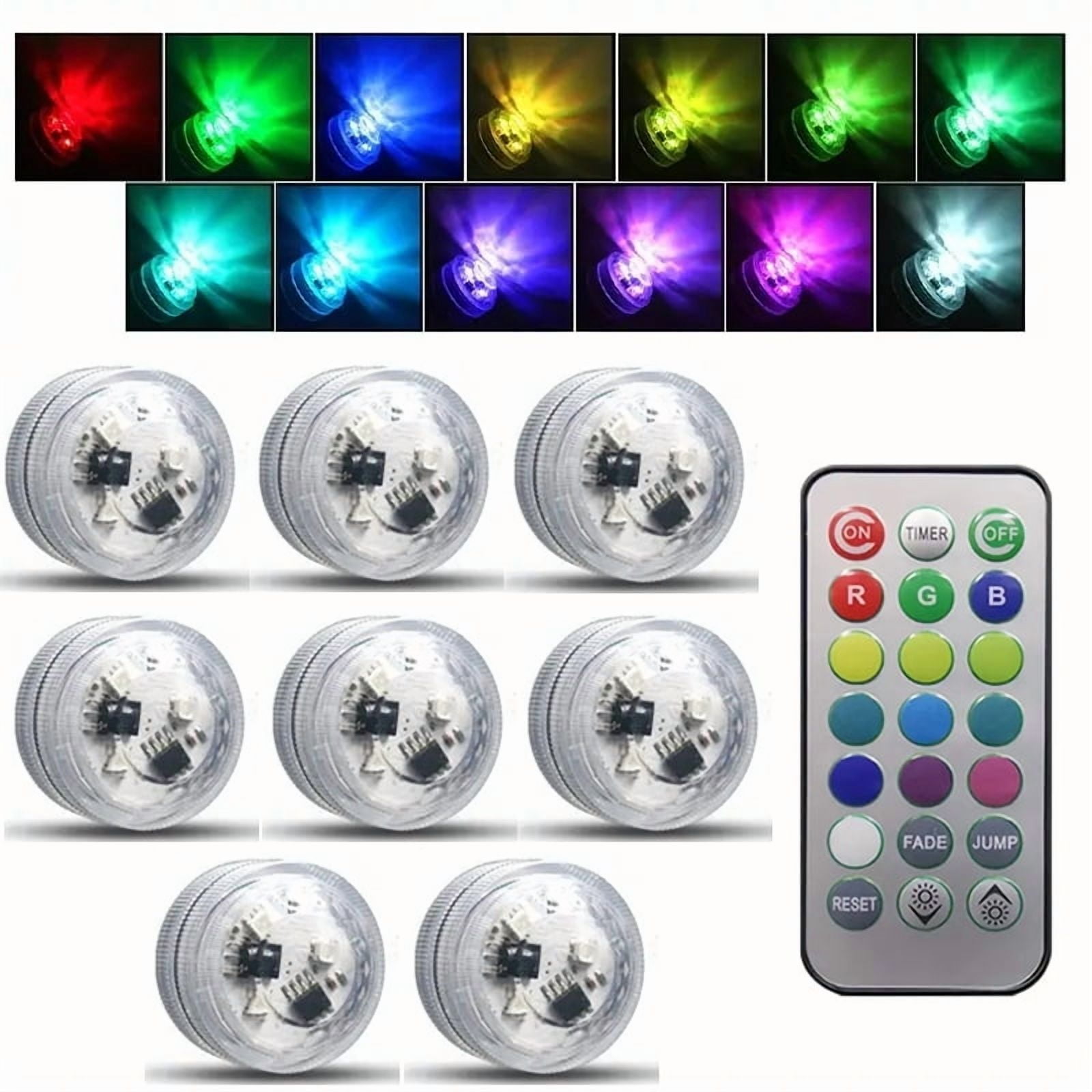 8pcs Car Interior Ambient Light Wireless Adhesive LED Remote Control ...