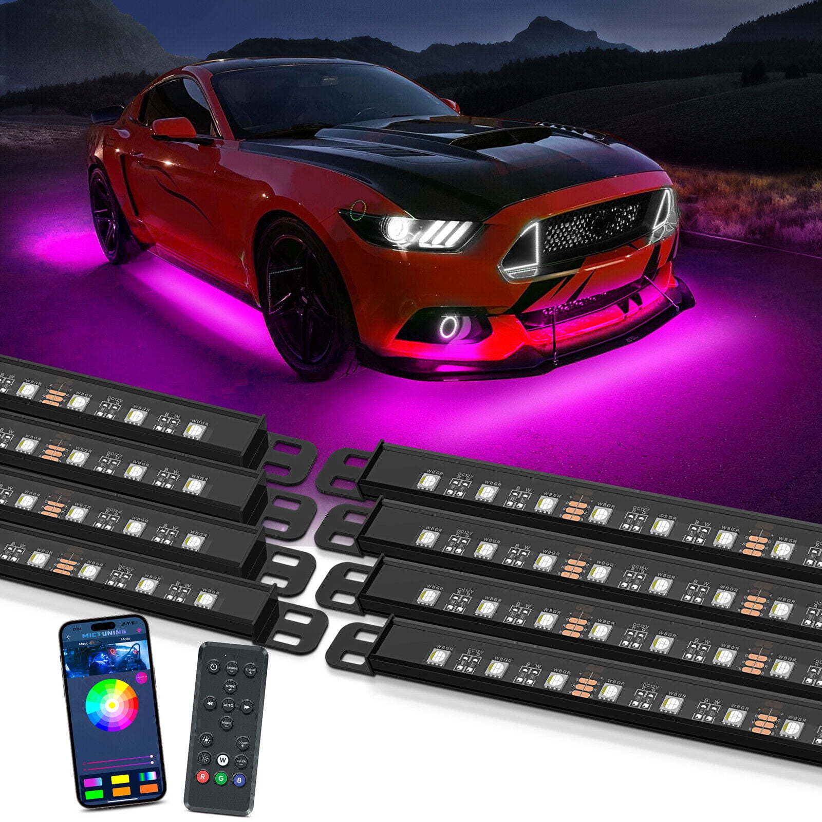8pcs Car Truck Underglow Under Body Neon Accent Glow - RGBW LED Lights ...