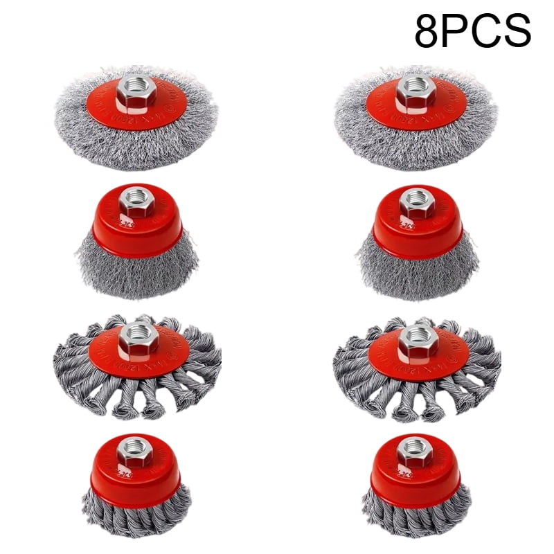 8pcs Carbon Steel Coil Brush, Heavy-duty Steel Wheel Cup Brush with ...