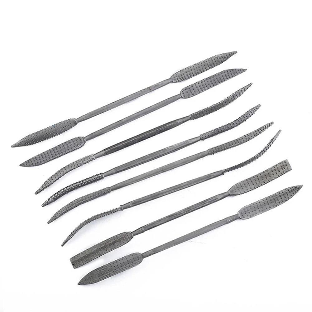8pcs Carbon Steel Wood Carving Rasp Riffler File Set with Ergonomic ...
