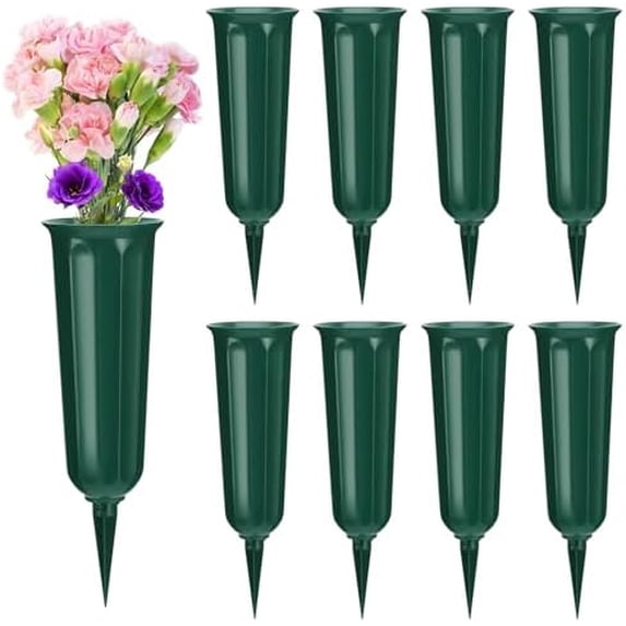 8pcs Cemetery Vases for Grave - Memorial Plastic Cone Vases with Foam ...
