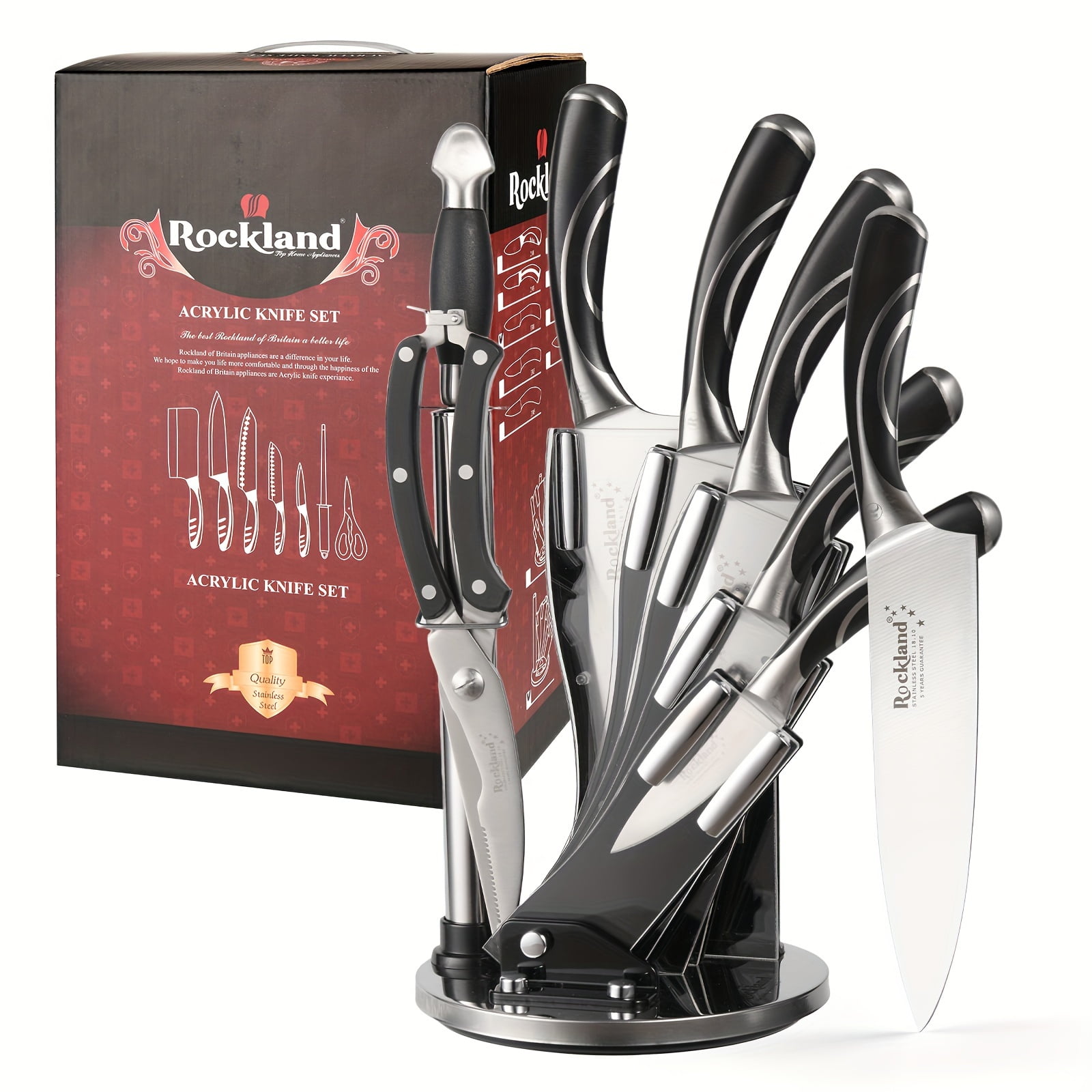 8pcs Chef Knife Set Professional, Stainless Steel Knife Block Set with ...