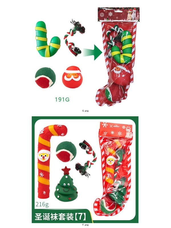 8pcs Christmas Dog Toys Gifts, Interactive Stocking Toy Gift Set, Chew ...