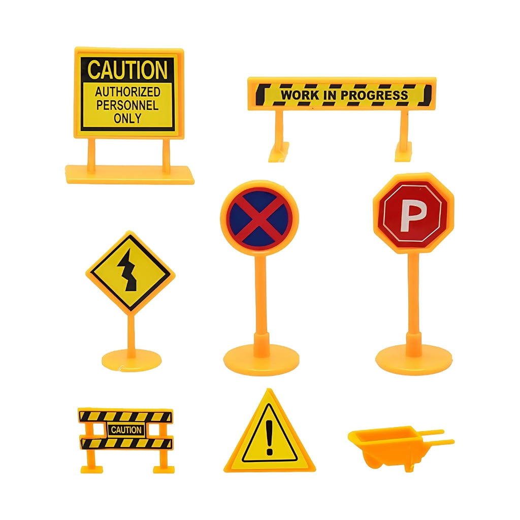 8pcs City Engineering Road Signs for Doll House Interactive Learning ...