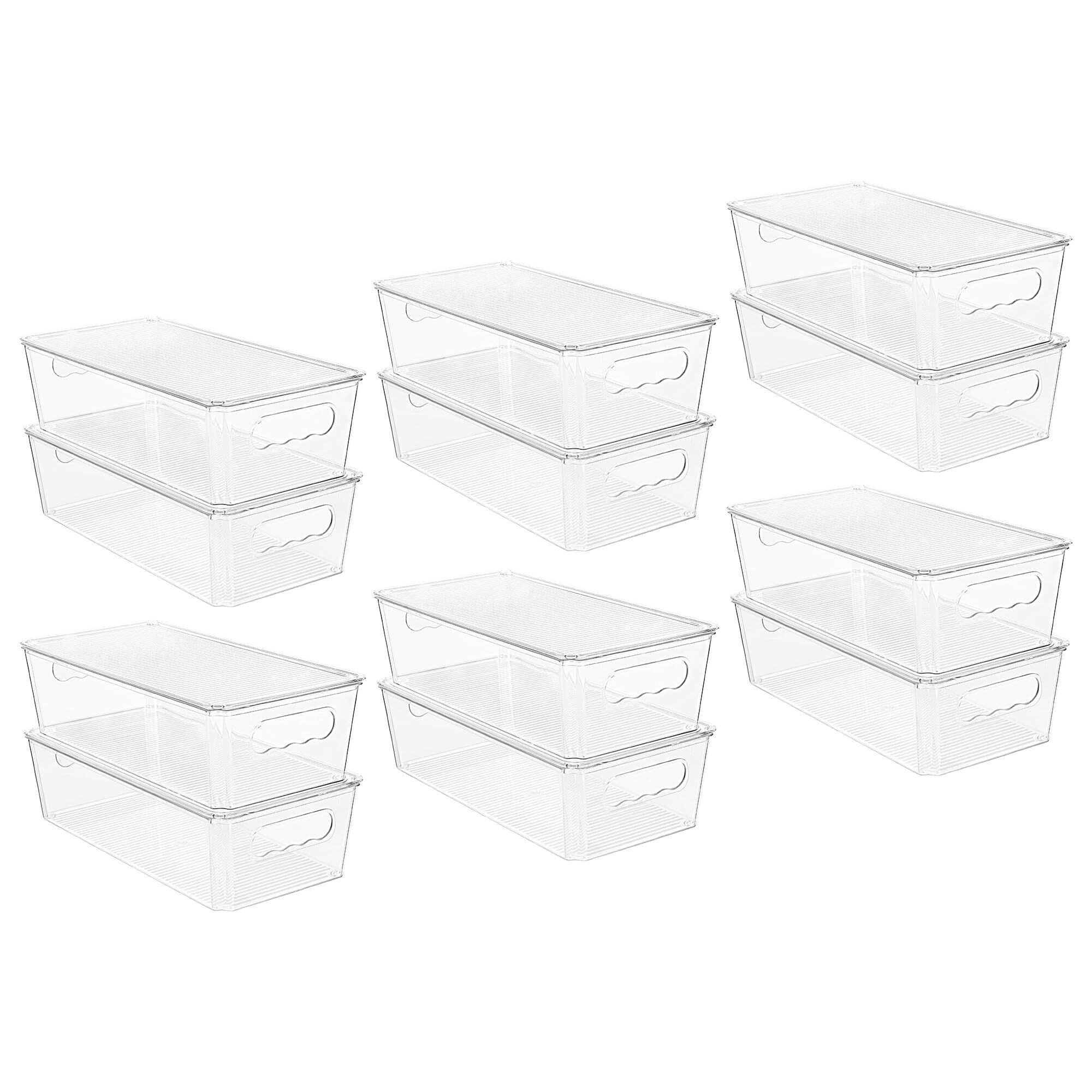 8pcs Clear Organizers and Storage Bins with Lids, Stackable Plastic ...