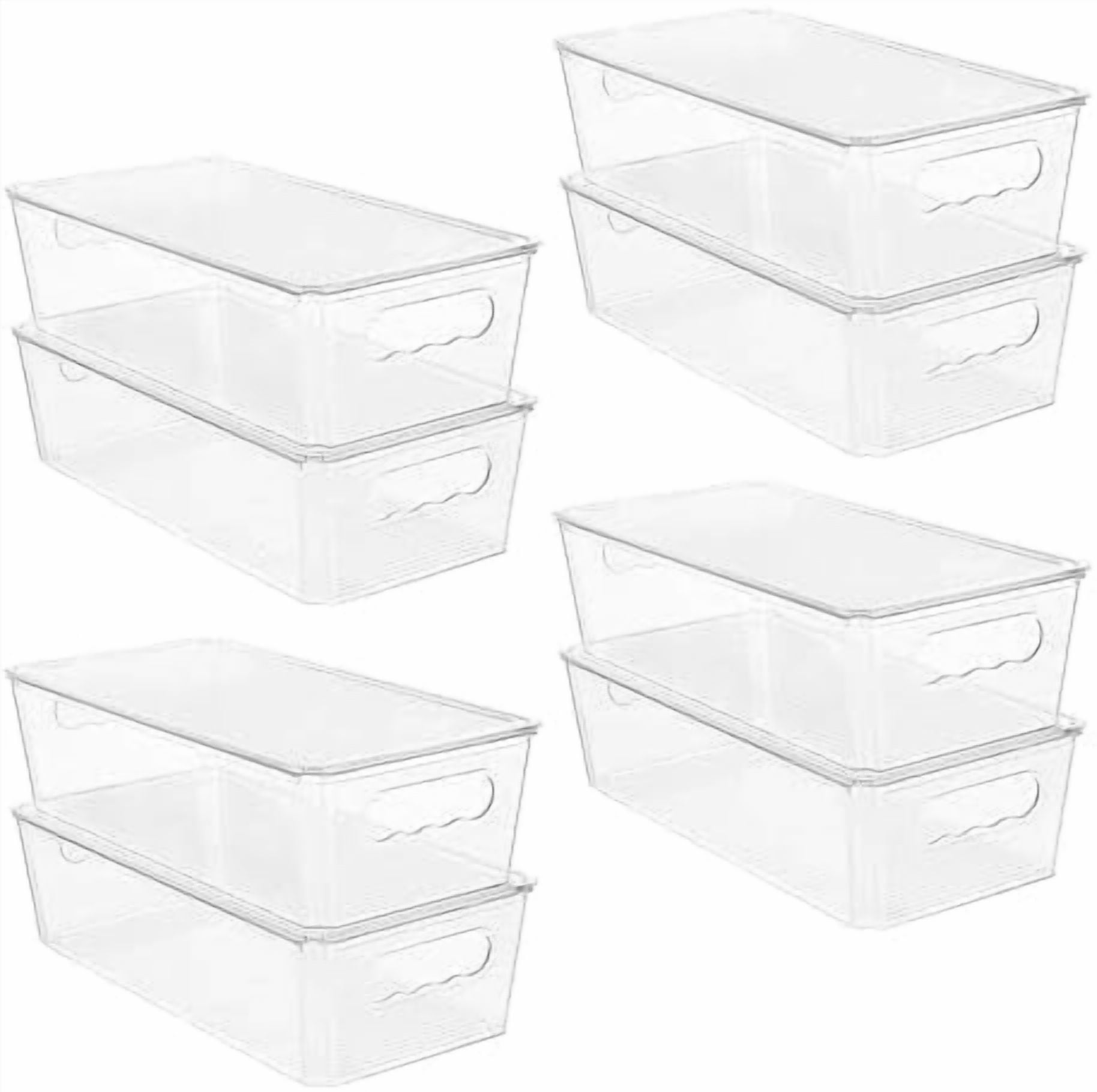 8pcs Clear Organizers and Storage Bins with Lids, Stackable Plastic ...