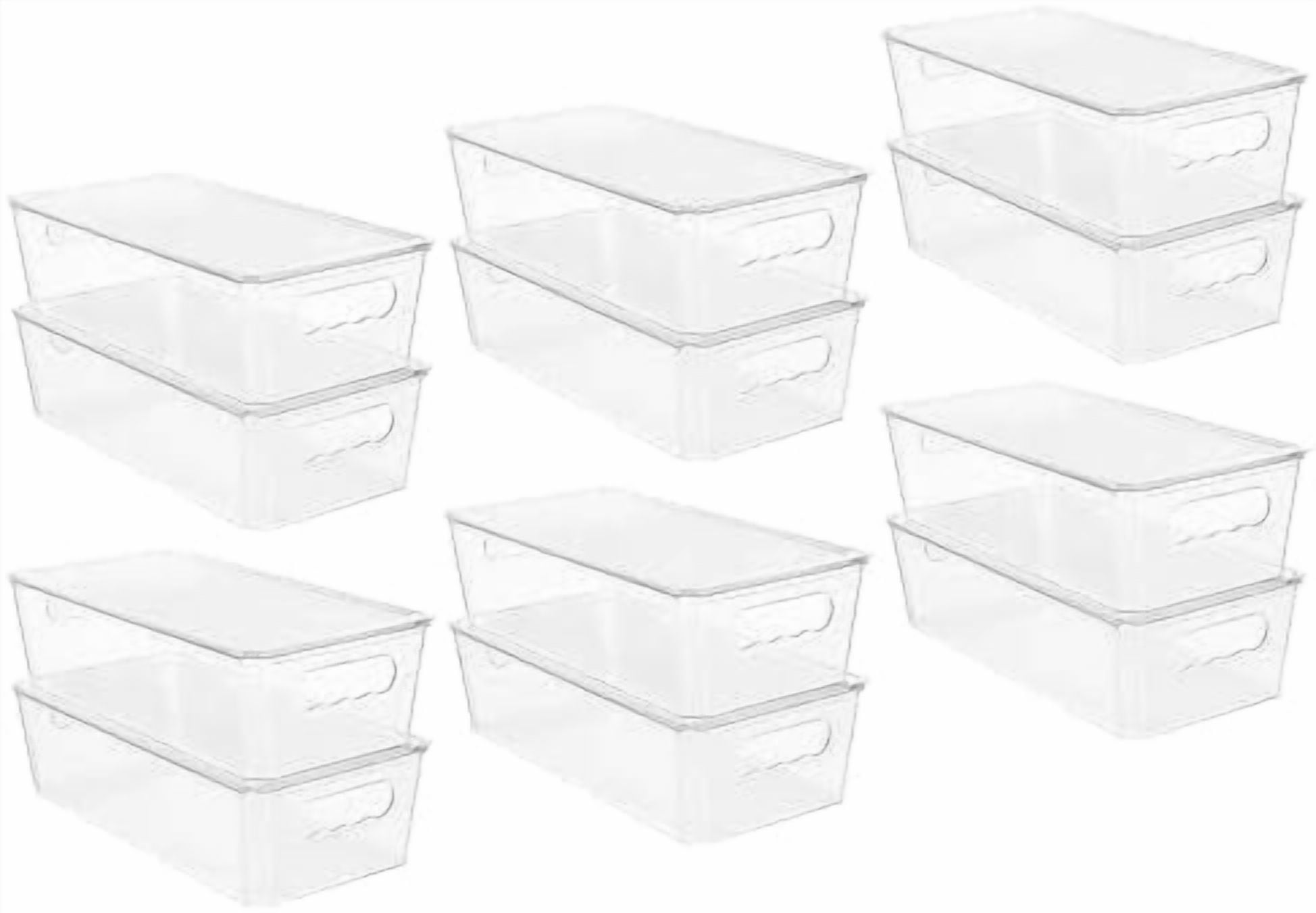8pcs Clear Organizers and Storage Bins with Lids, Stackable Plastic ...