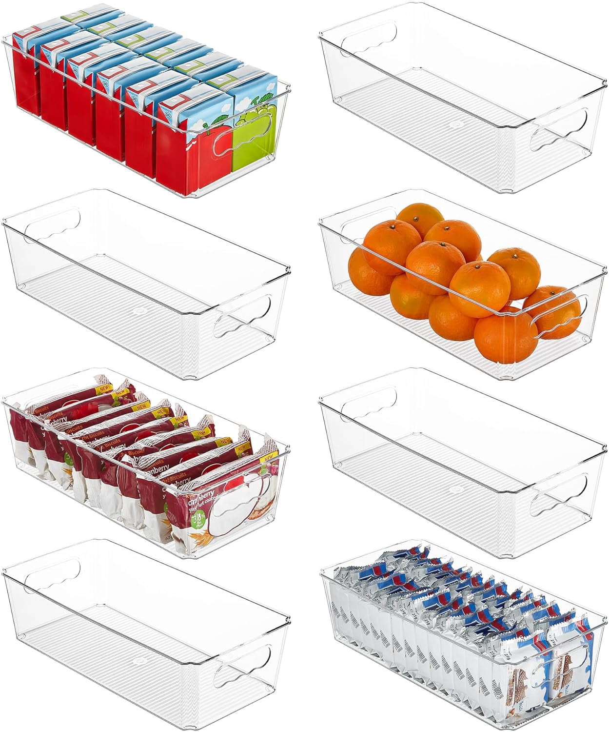 8pcs Clear Organizers and Storage Bins, Plastic Storage Containers with ...