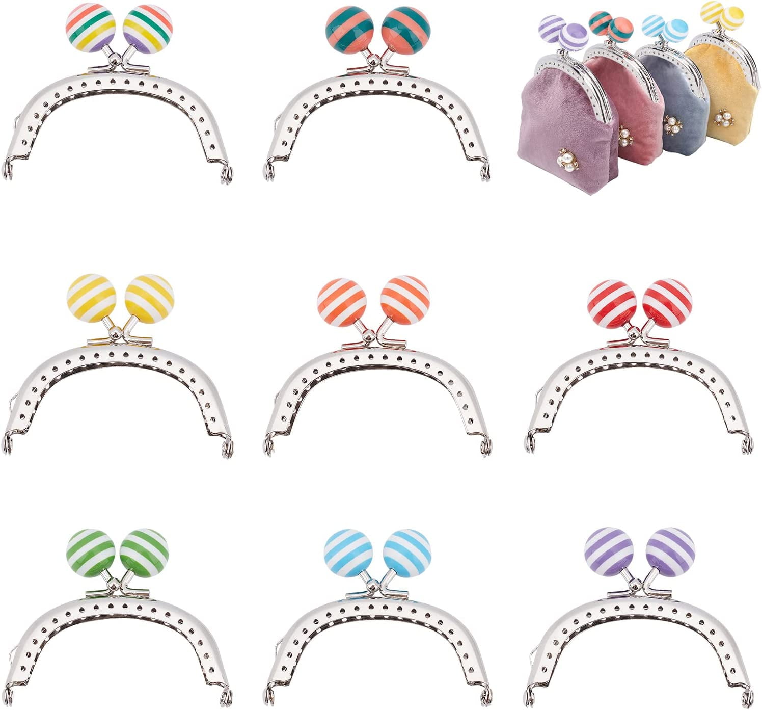 8pcs Coin Bag Kiss Clasp Lock Vitage Metal Purse Frame Arch Coin Purse ...