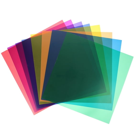 8pcs Colored Lighting Gel Filters Transparent Color Overlays Films for ...