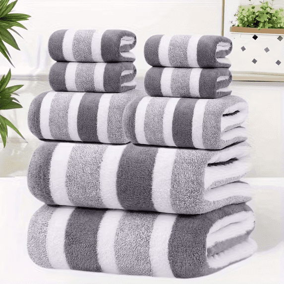 8pcs Coral Fleece Luxury Towel Set, Non-shedding Super Soft Absorbent ...