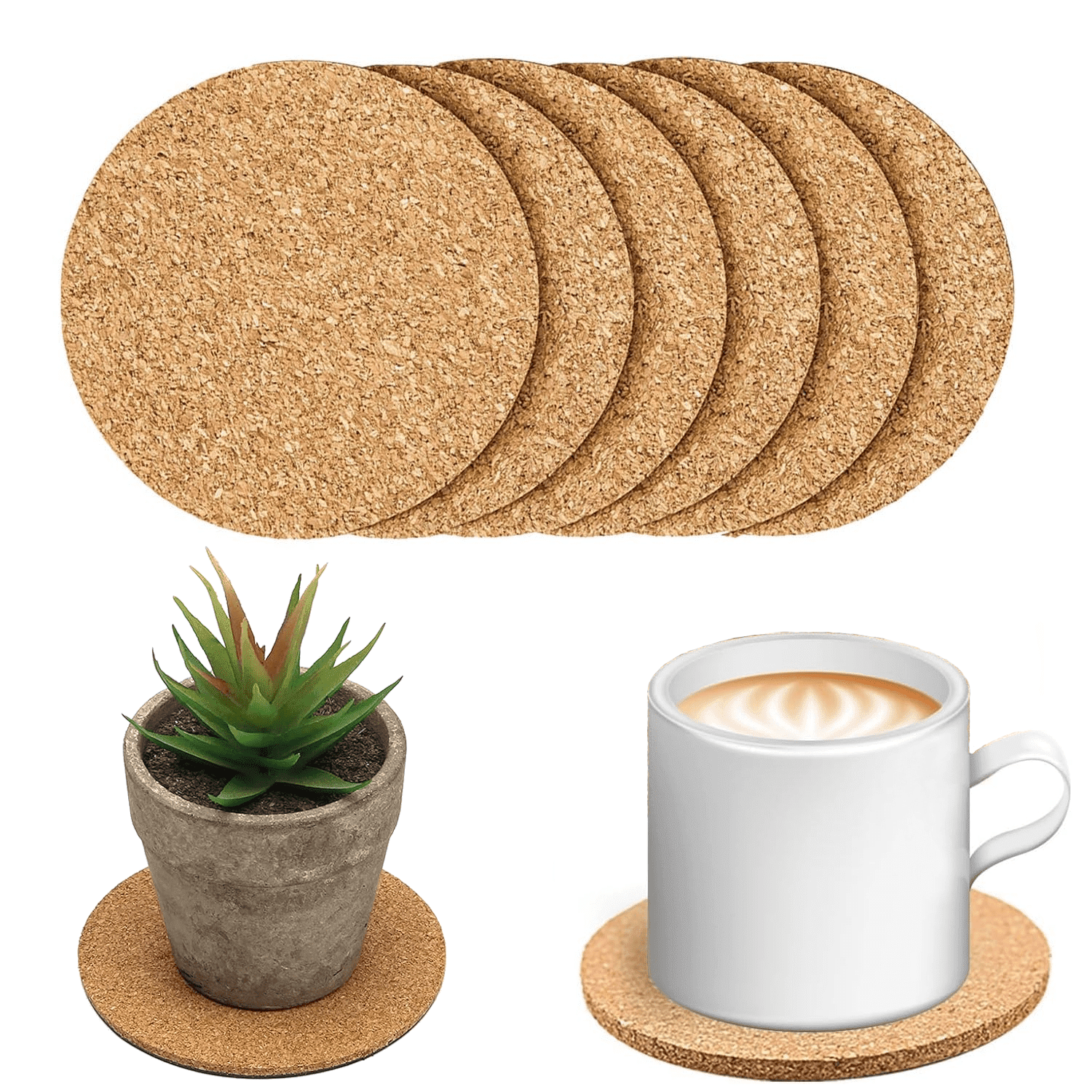 3U, Cork Absorbent Drink Coasters, 8pcs, 3.93 inch diameter - Walmart.com