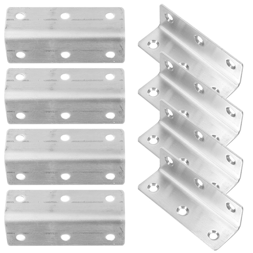 Homoyoyo 8Pcs Silver L Brackets Heavy Duty Flat Angle Braces for ...