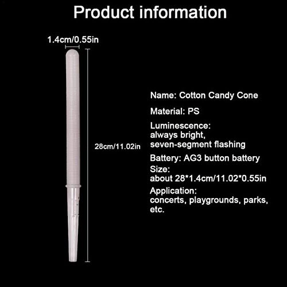 8pcs Cotton Candy Cones - Flashing Glow Sticks - LED Glowing Cotton ...