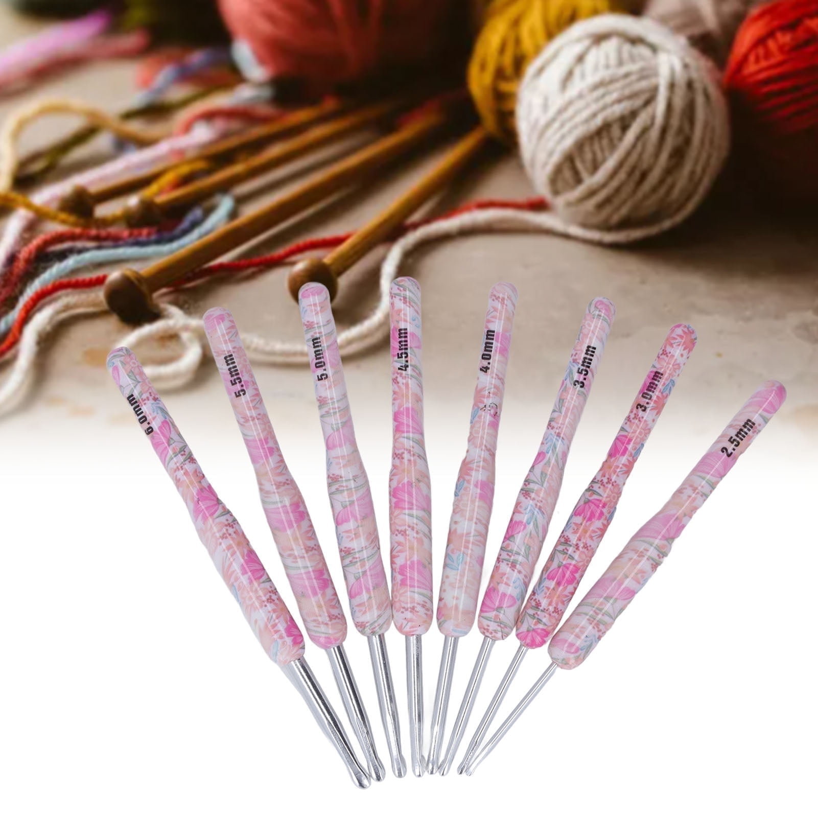8pcs Crochet Hook Set Printing Aluminum Handcraft DIY Colorful Crochet ...