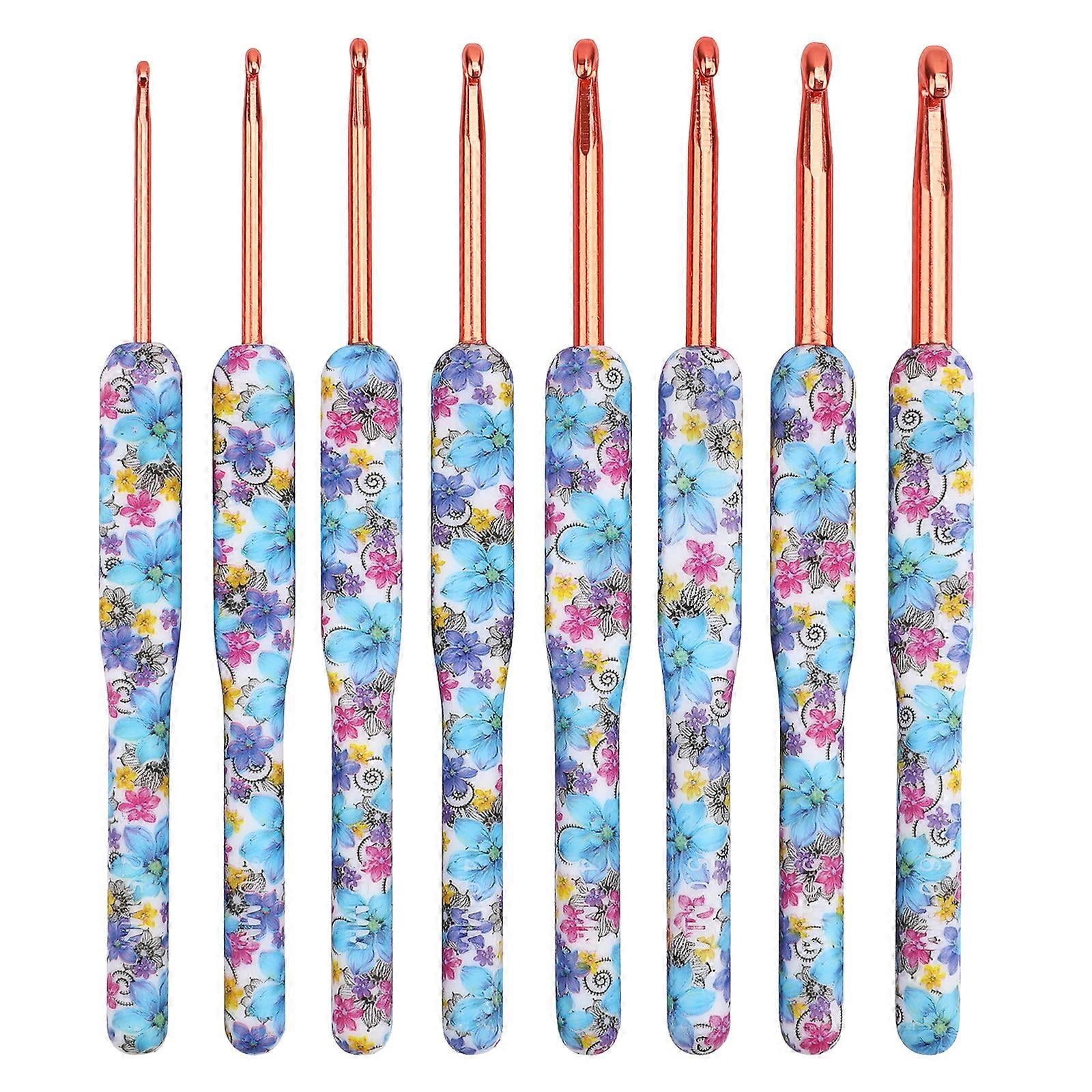8pcs Crochet Hooks Set with Polymer Clay Handle DIY Craft Making Crochets Hook Accessories ...