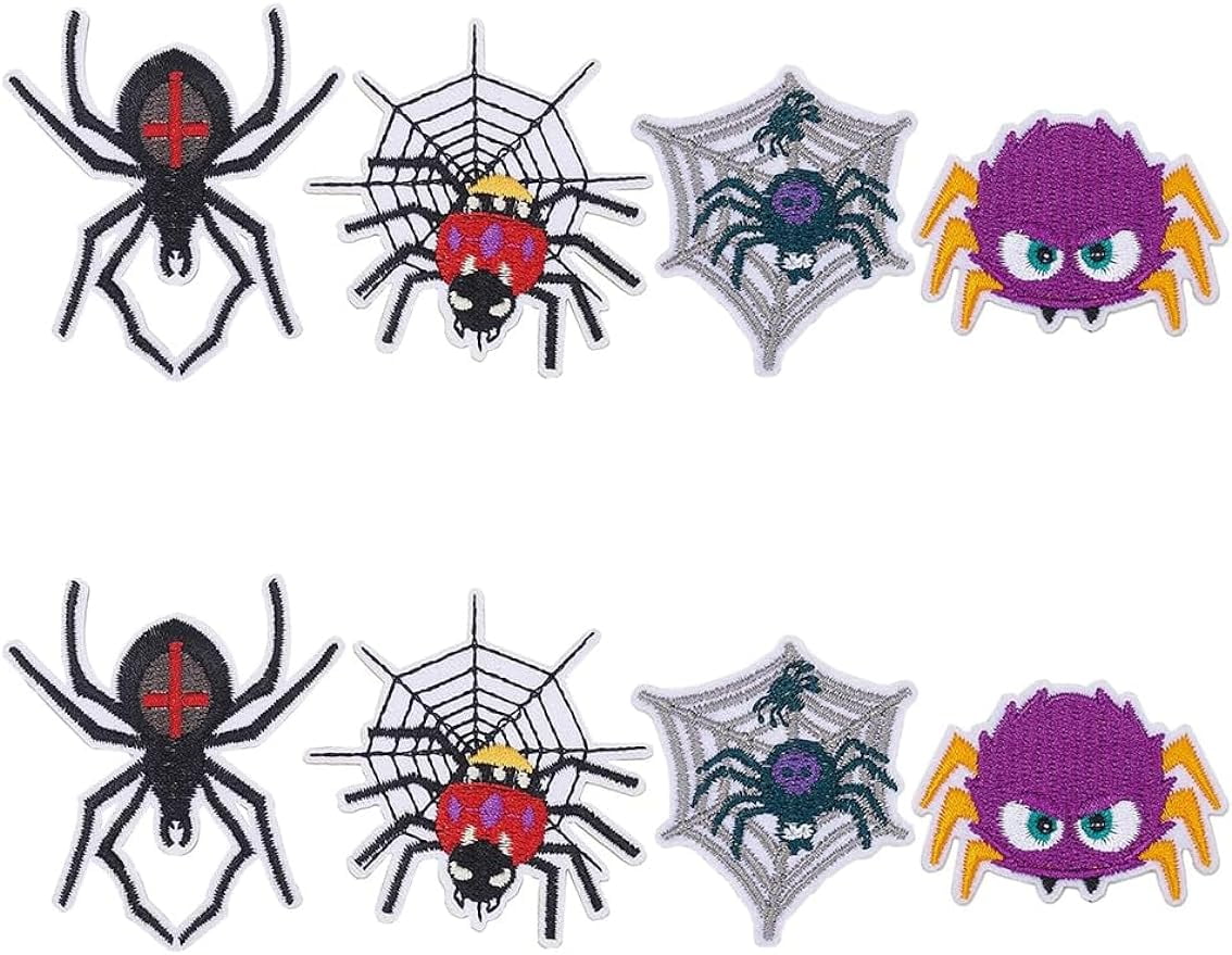 8pcs DIY Spider Iron-On Patch 4Styles Spider Web Sew On Patch Sewing Applique Fabric Clothes ...