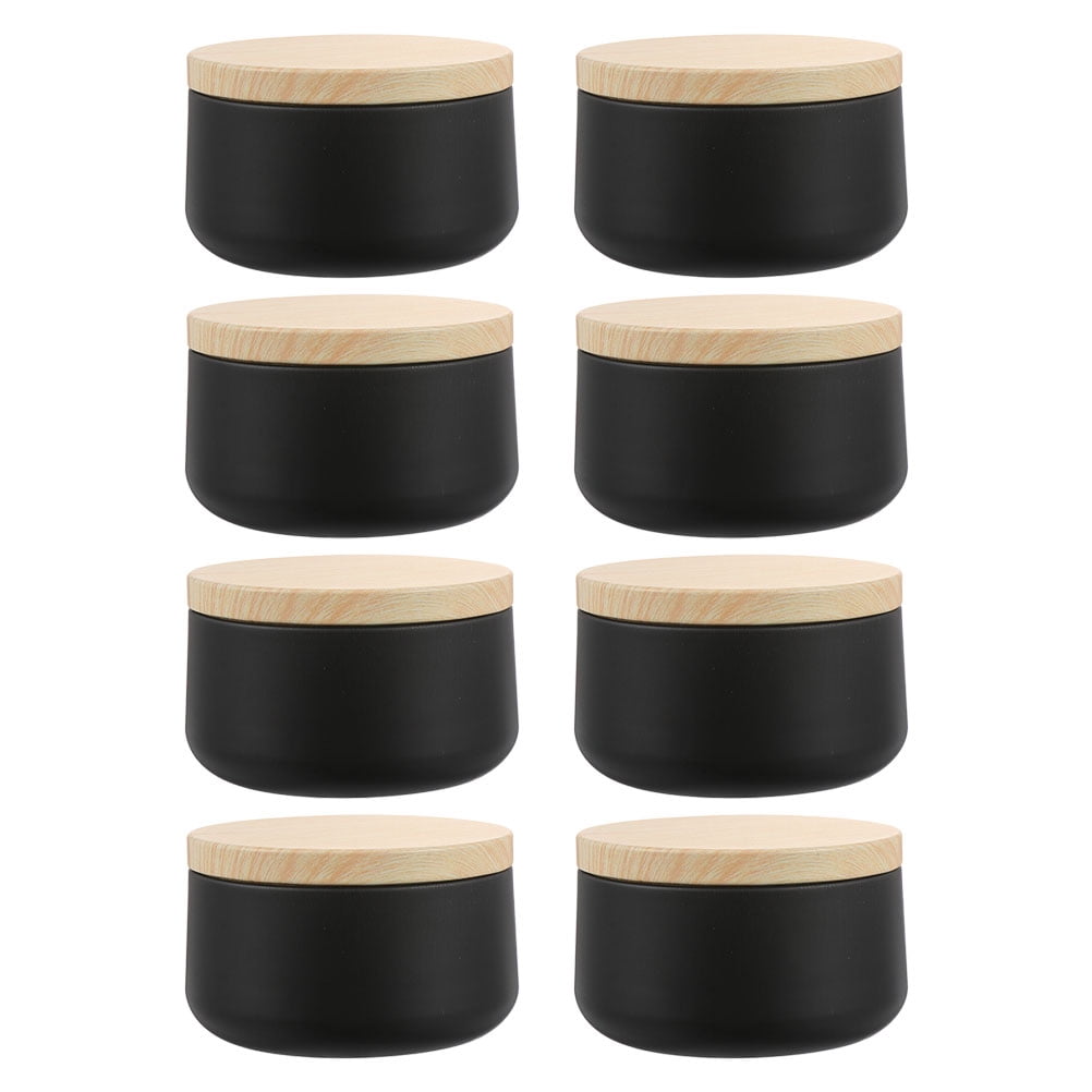 Kitandove Metal Container With Lid Candle Cans Black Tinplate 8Set 3 ...